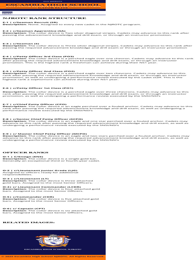 NJROTC Rank Structure Overview | PDF | Lieutenant | Commander