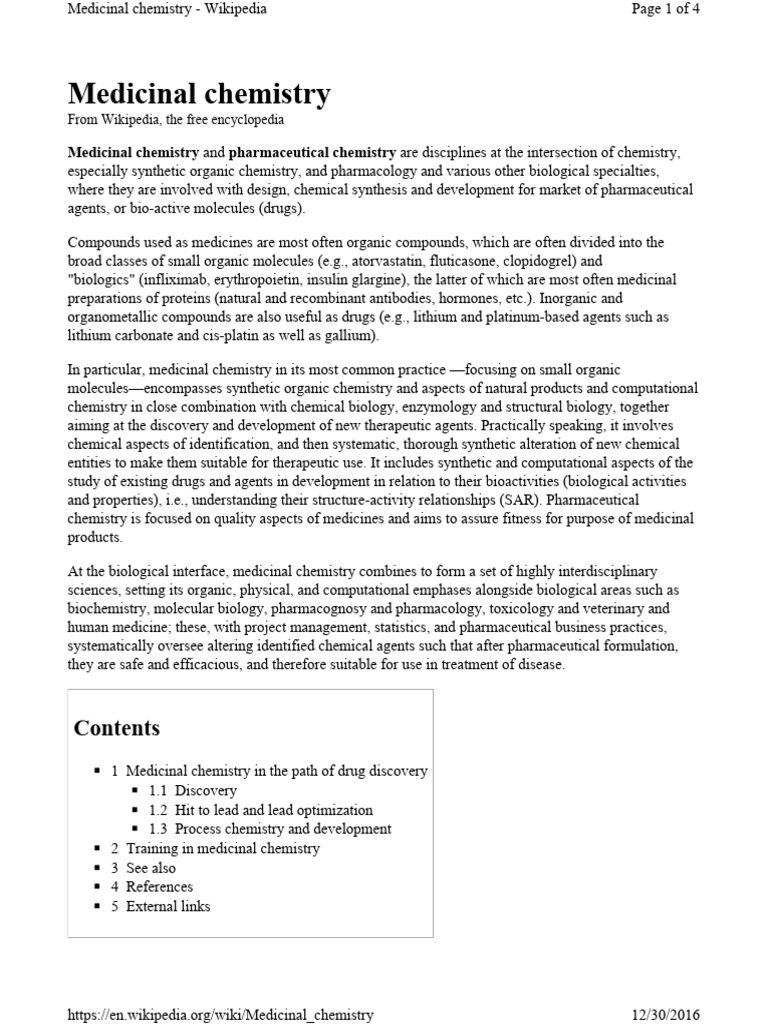 Overview of Medicinal Chemistry | PDF | Medicinal Chemistry | Chemistry