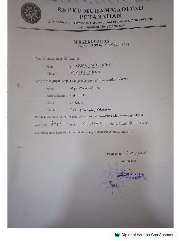 An Rafi Mohamad Ilham (S. Kematian) | PDF