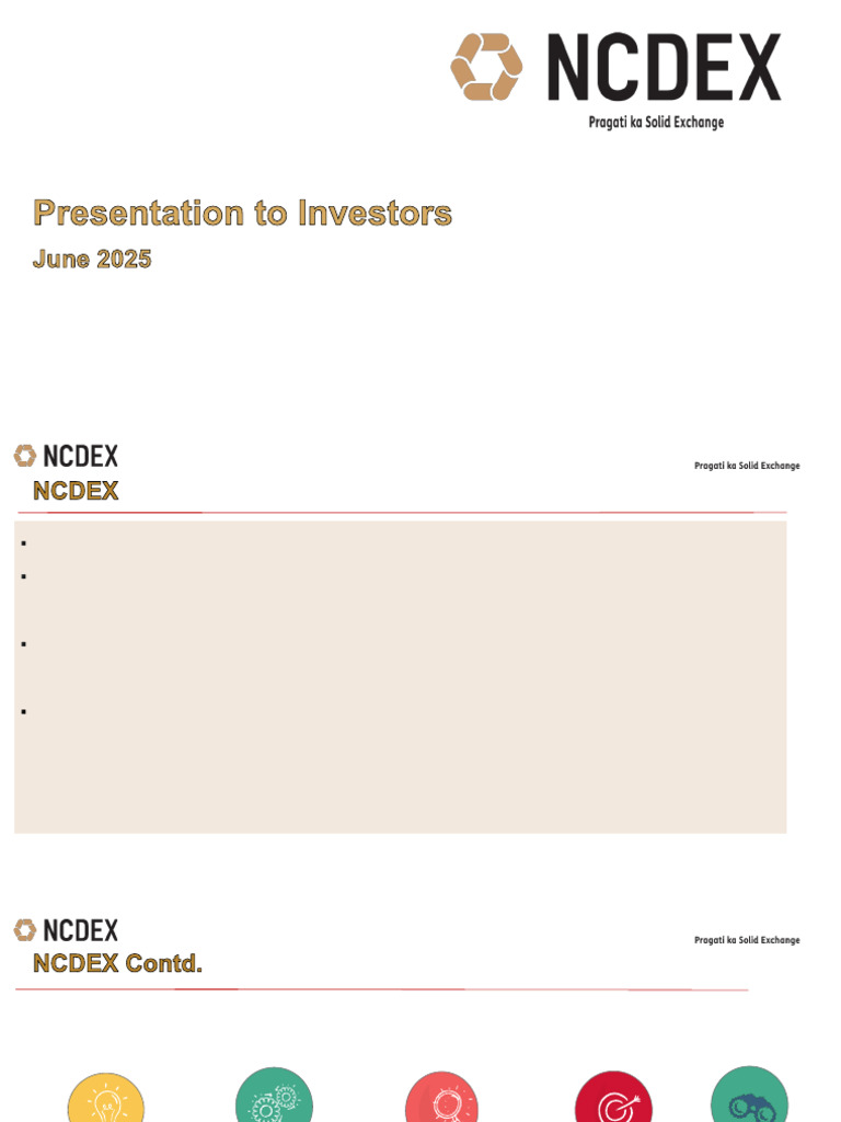 NCDEX Presentation June 25 | PDF | Derivative (Finance) | Stock Exchange