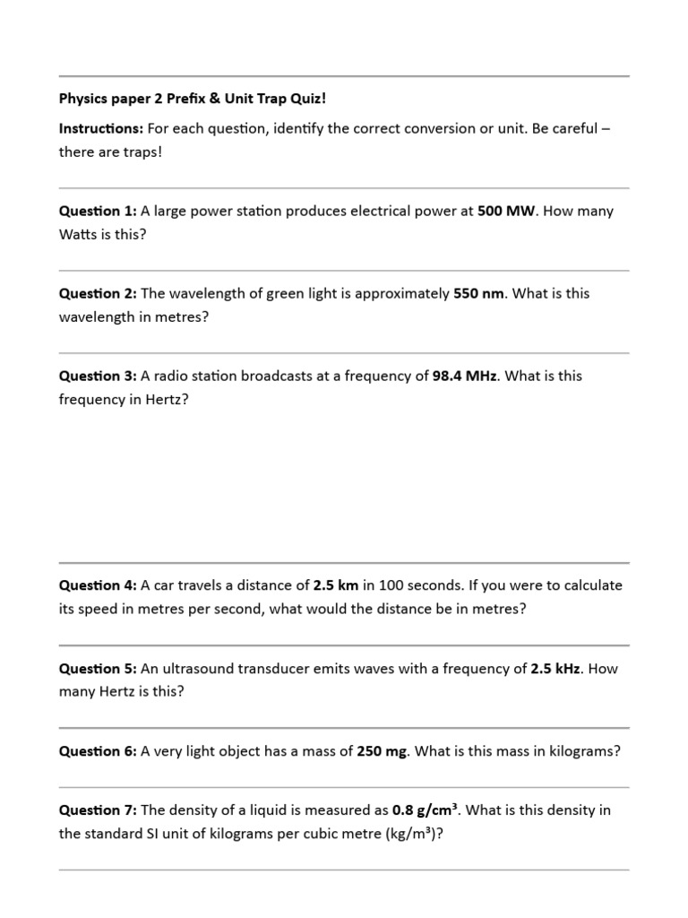 Physics Paper 2 Prefix | PDF