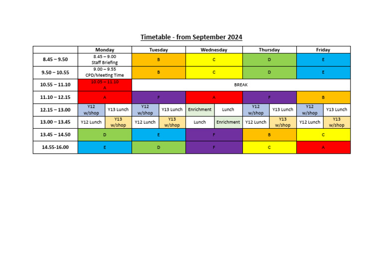 Timetable 2024 | PDF