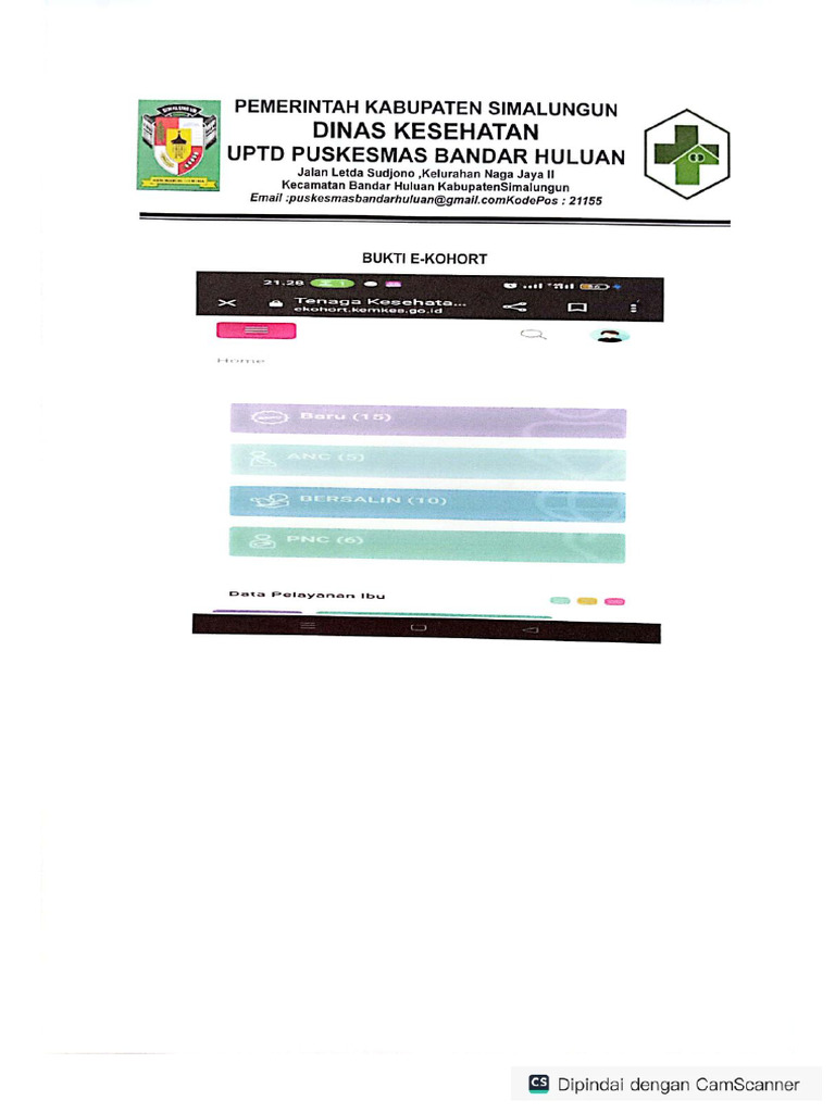 E P 2.8.3.e Bukti Pelaporan Data Capaian Kinerja UKM Kepada DINKES | PDF