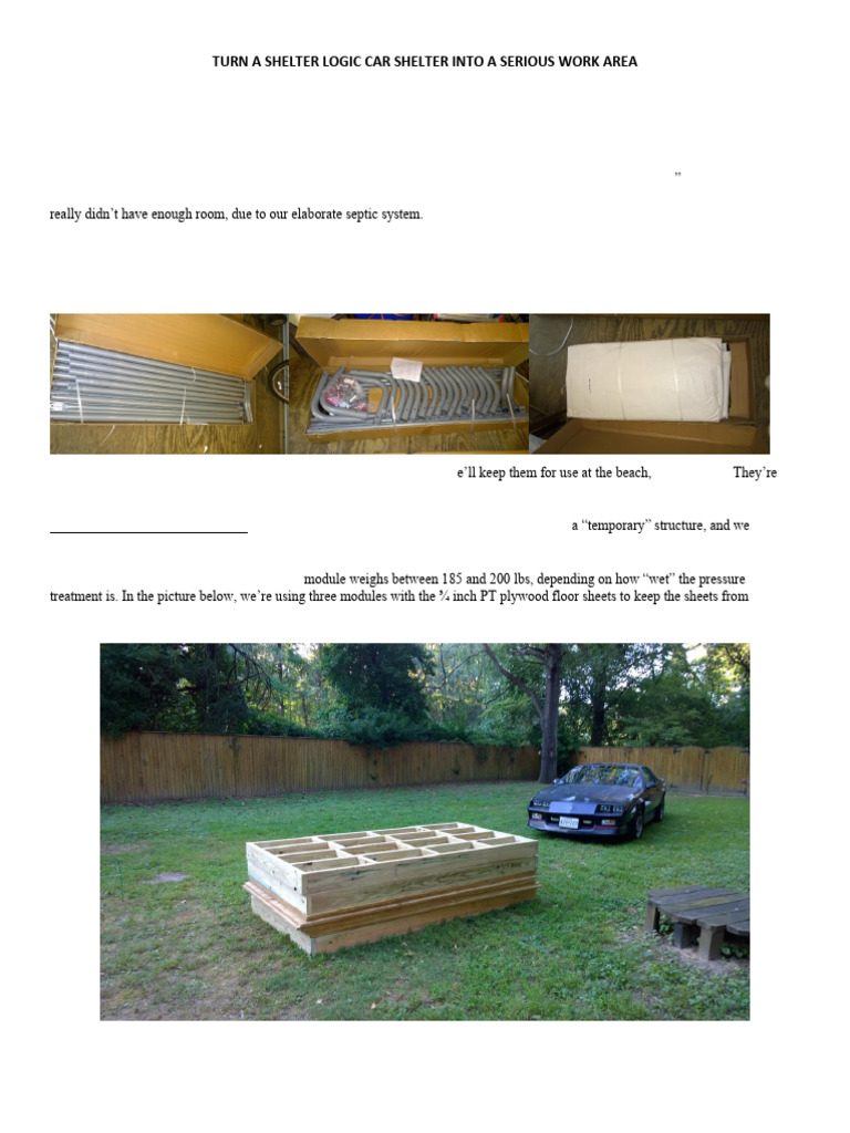 Turn A Temporary Car Shelter Into A Serious Work Area | PDF