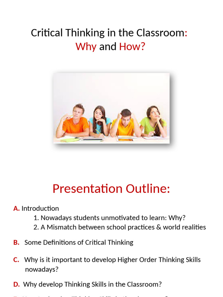 Enhancing Critical Thinking in Classrooms | PDF | Thought | Critical ...