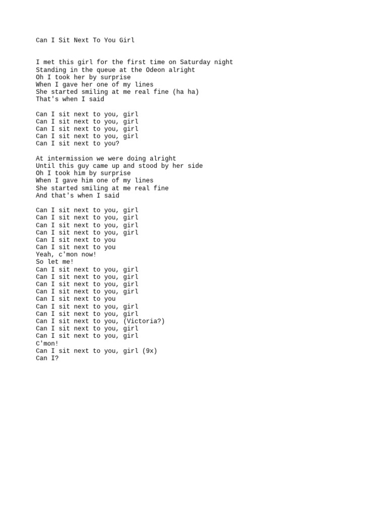 07 - Can I Sit Next To You Girl | PDF