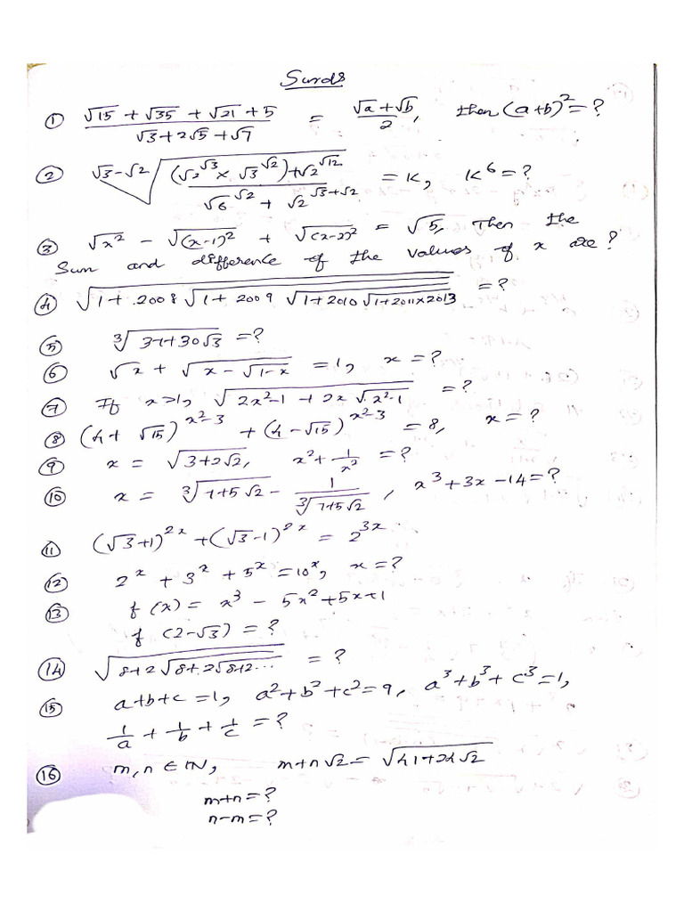 SURDS LOGARITHMS Practice Questions | PDF