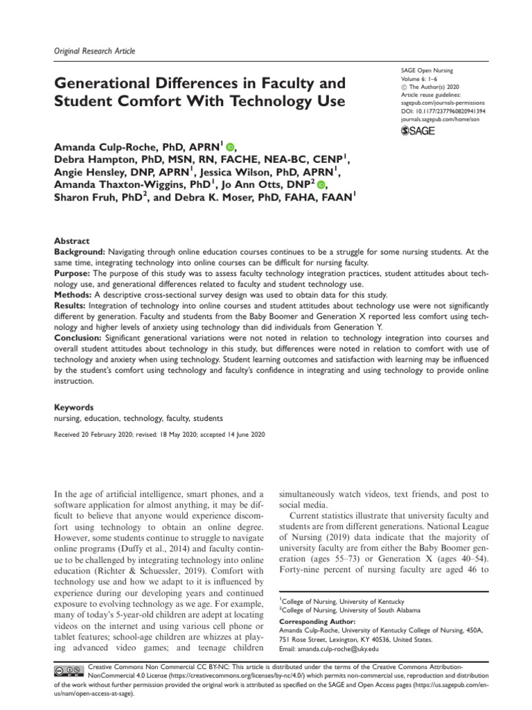 Generational Differences in Faculty and Student Comfort With Technology ...