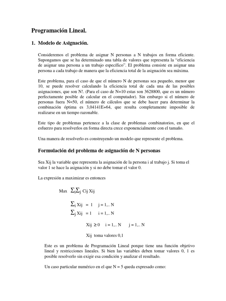 1 - 1 Elementos de Programación Lineal y Método Simplex Revisado | PDF | Programación lineal ...