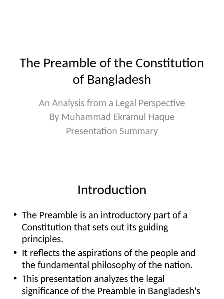 Legal Significance of Bangladesh's Preamble | PDF