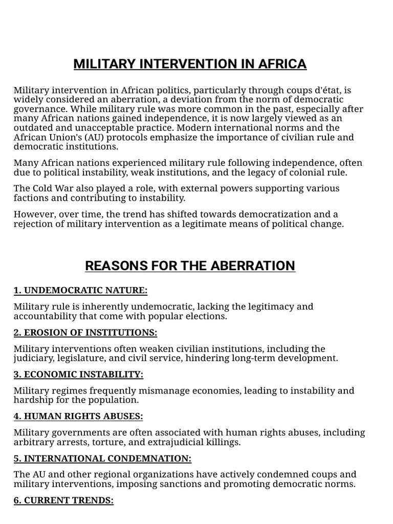 Military Intervention in Africa Is An Abbreviation | PDF | Coup D'etat ...