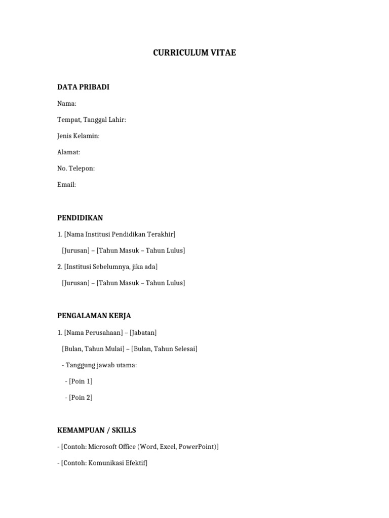 CV Template Tanpa Foto | PDF