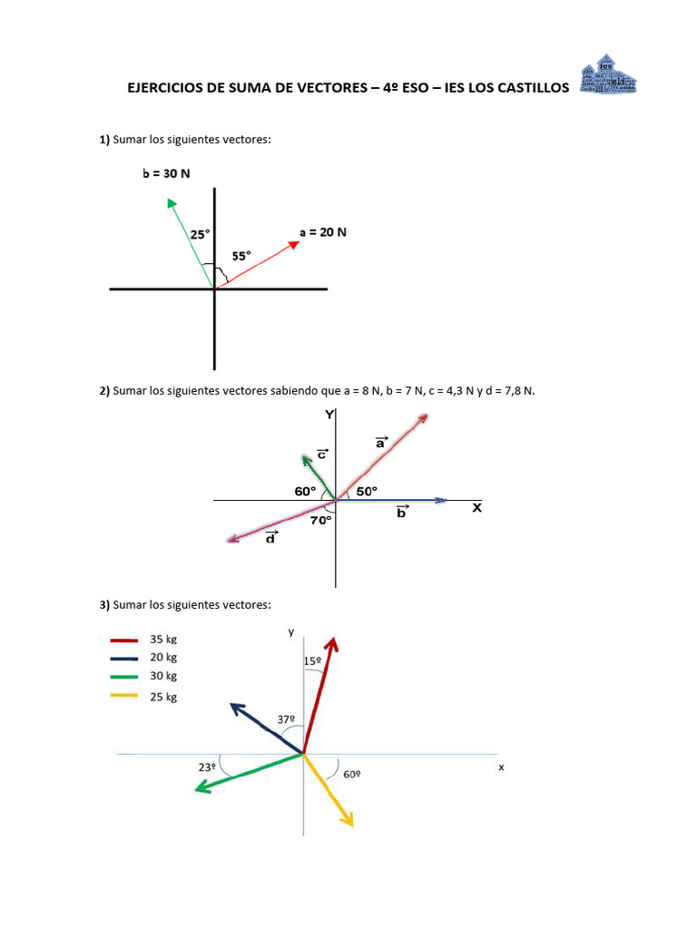 Ejercicios de Suma de Vectores (4º Eso) | PDF