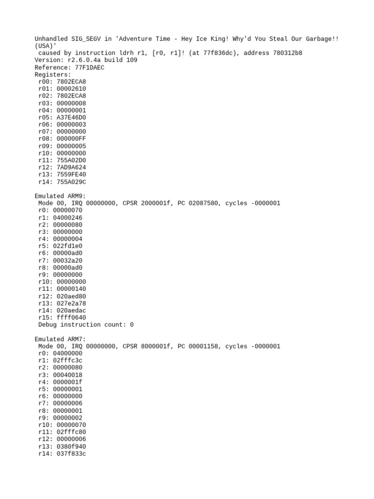 SIGSEGV Error in Adventure Time Game | PDF