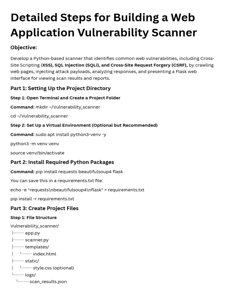 Detailed Steps For Building A Web Application Vulnerability Scanner ...