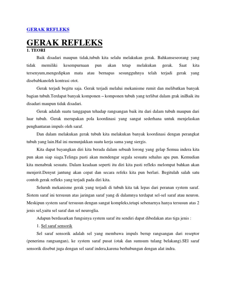 Mekanisme dan Kecepatan Gerak Refleks | PDF