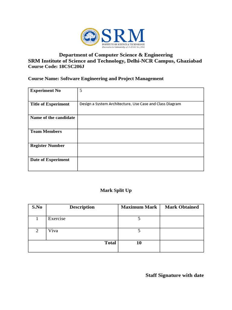 18CSC206J SEPM Ex 5. | PDF | Software Development | Computer Engineering
