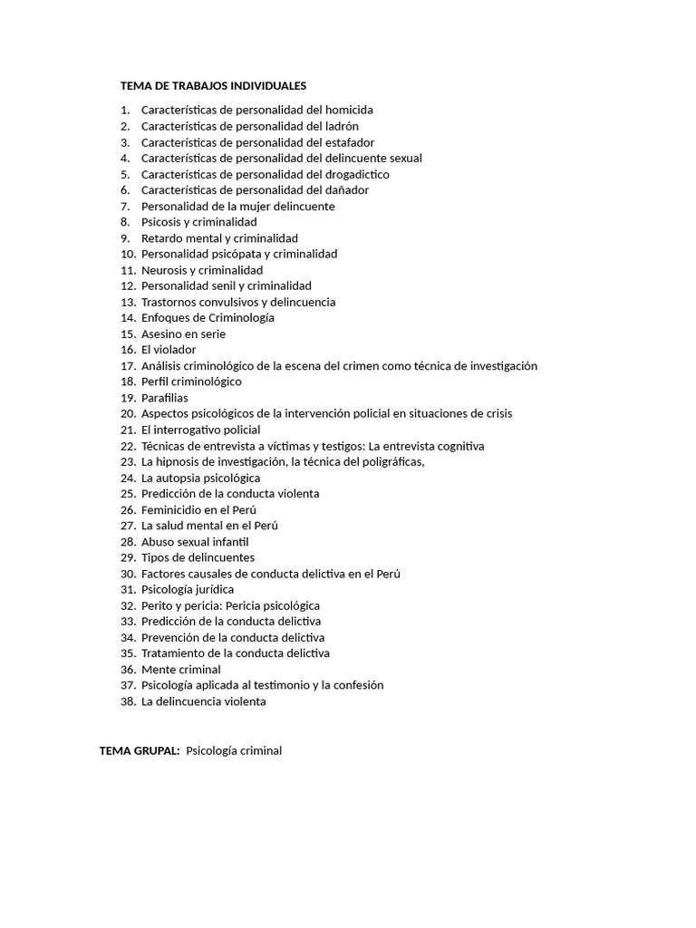 Temas de Trabajos | PDF