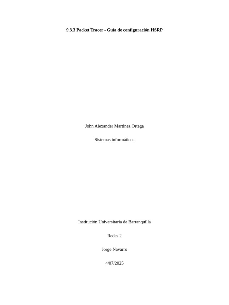Guía de Configuración HSRP | PDF