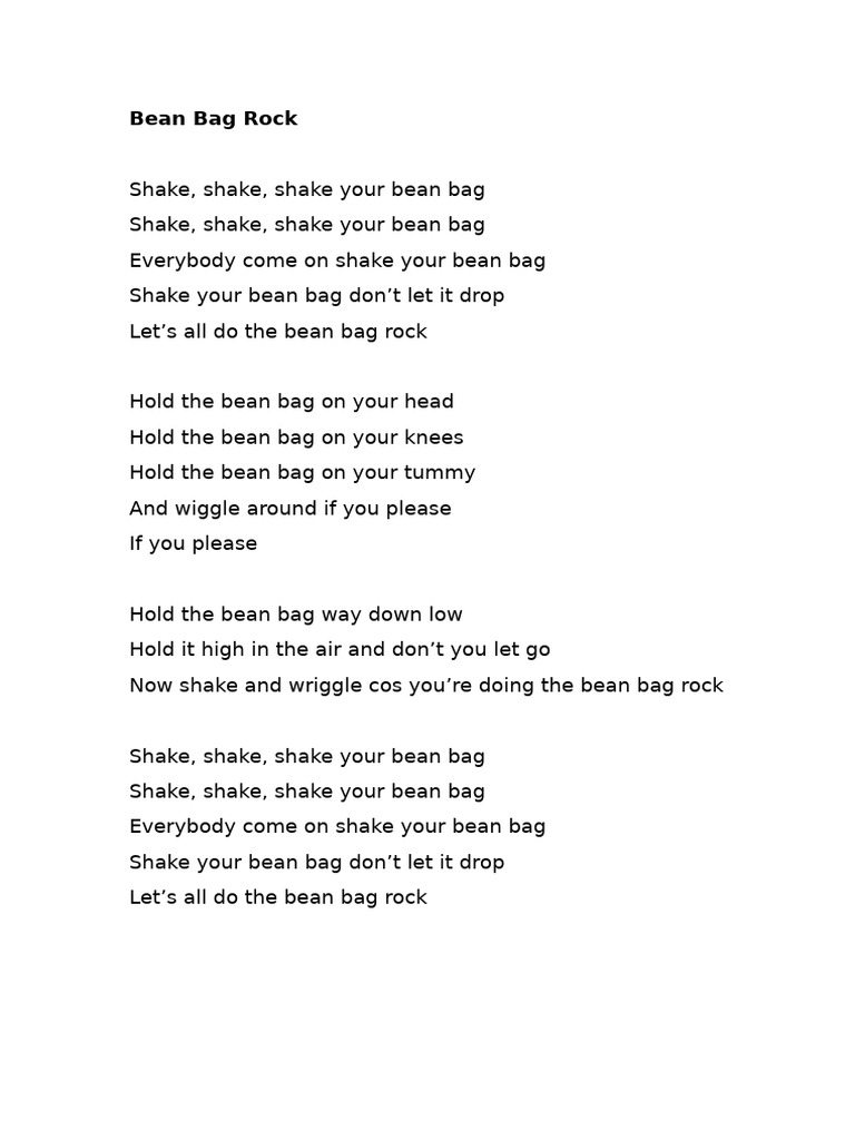 Bean Bag Rock Lyrics | PDF