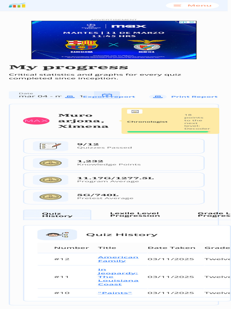 Progress Report ReadTheory | PDF