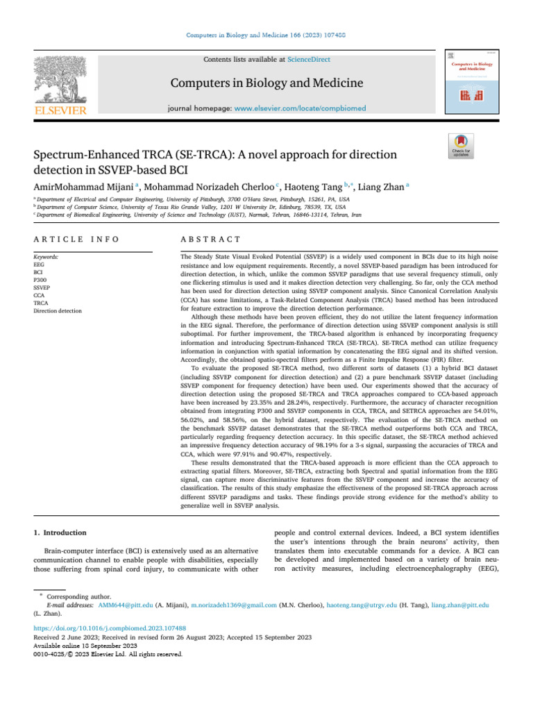 Spectrum-Enhanced TRCA (SE-TRCA) - A Novel Approach For Direction ...