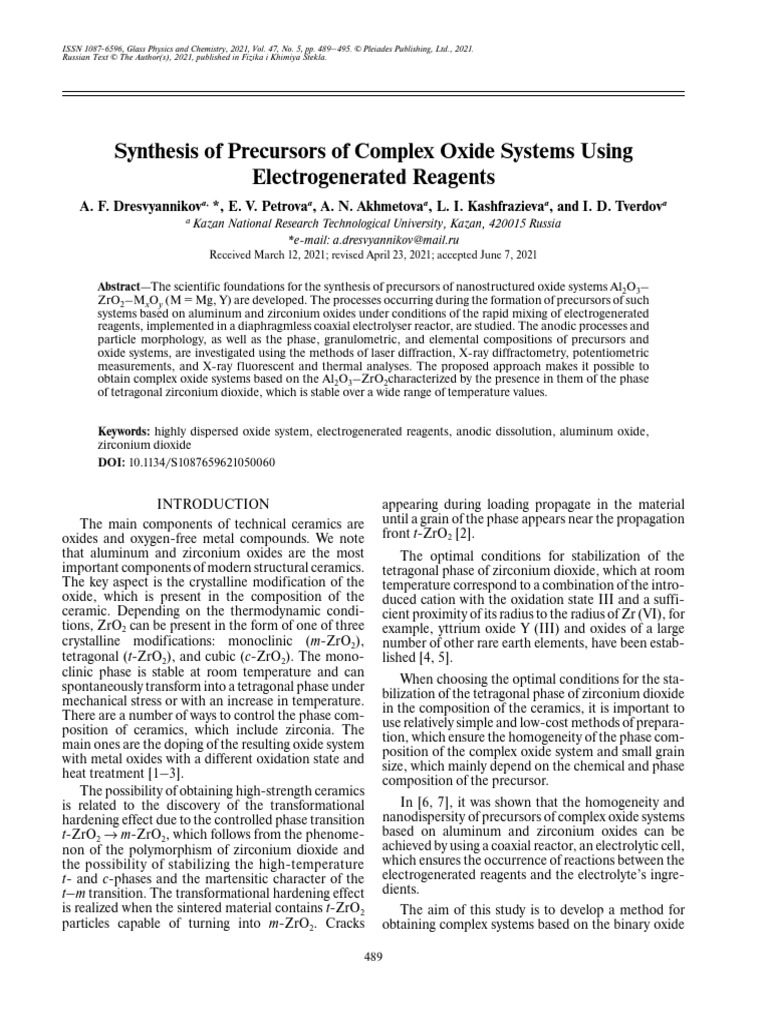 Synthesis of Complex Oxide Precursors | PDF | Zirconium Dioxide | Chemistry