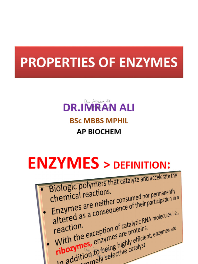 Lecture 1 Intro Properties of Enzymes Lec 1-2 | PDF | Cofactor ...