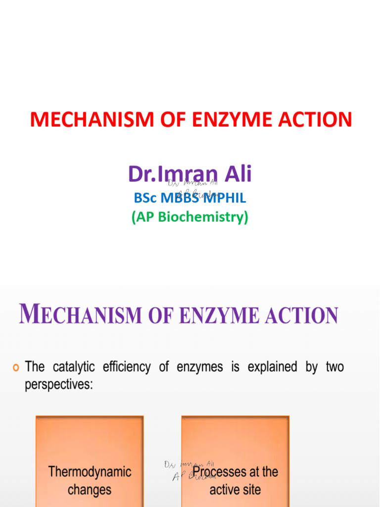 Lecture 3 and 4 Mechanism of Enzyme Action+Factors Affecting Enzyme Activity-2 | PDF | Enzyme ...