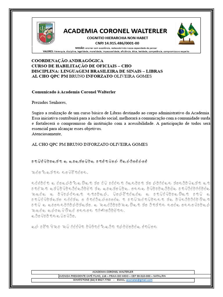 Curso de Libras na Academia Coronel Walterler | PDF