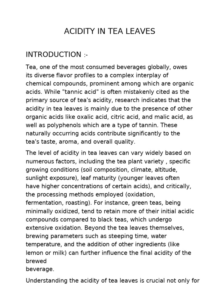 Organic Acids in Tea Leaves Analysis | PDF | Tea | Taste