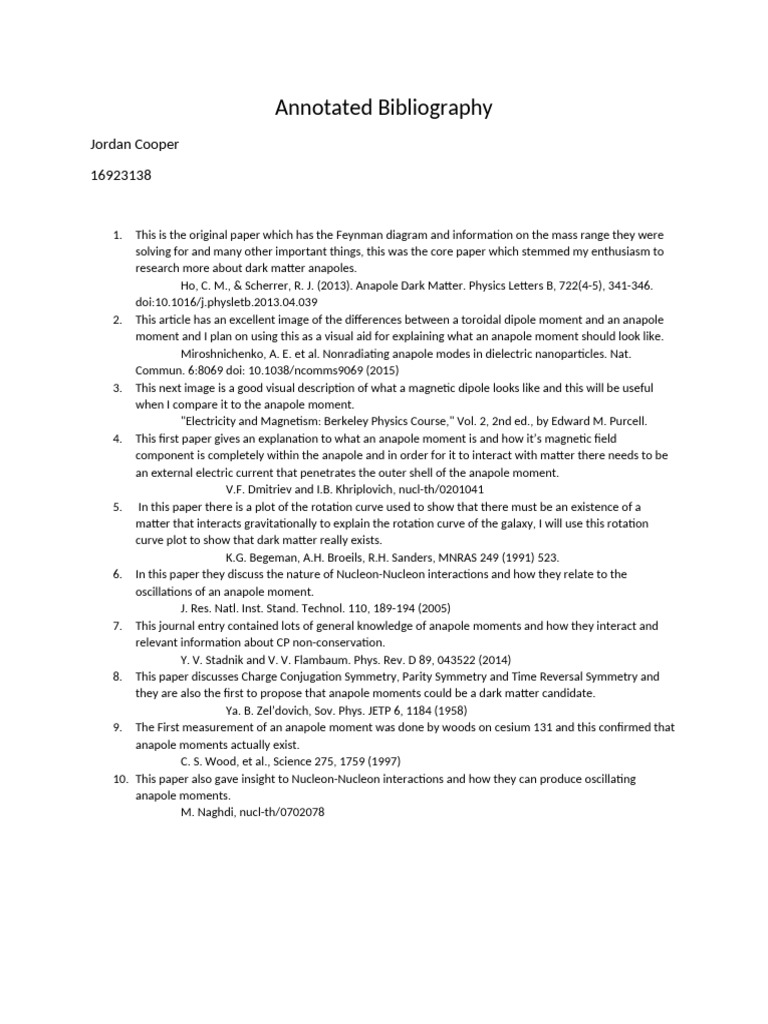 Annotated Bibliography For Real | PDF | Physics | Theoretical Physics