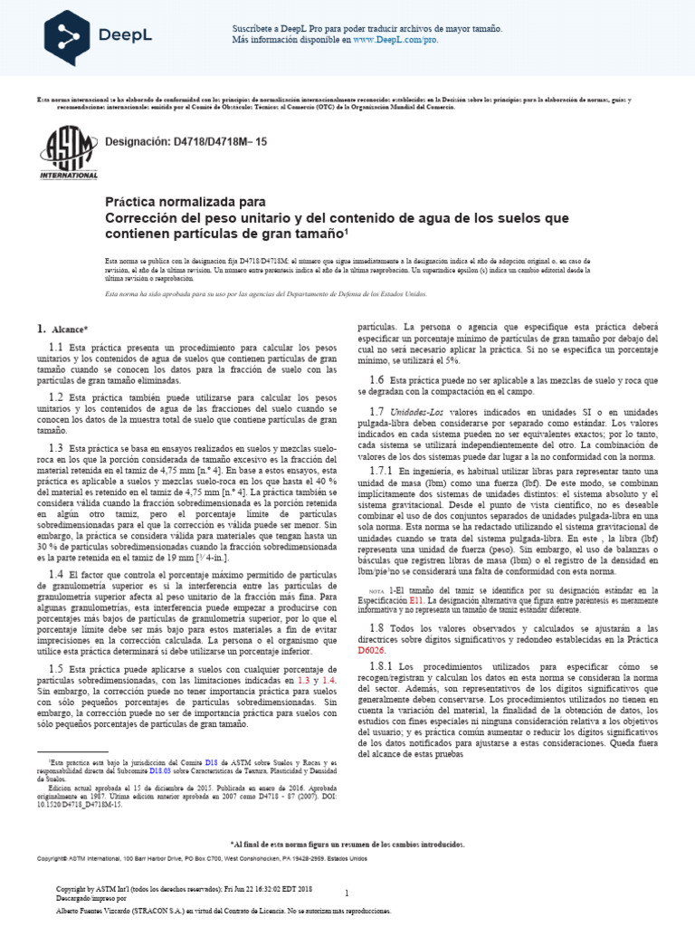 Astm d4718 3 PDF Free Es | PDF | Agua | Densidad