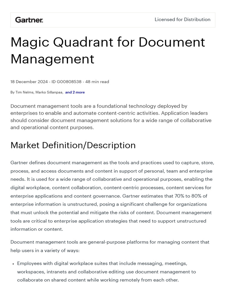2024 Gartner Magic Quadrant for DMS | PDF | Cloud Computing | Metadata