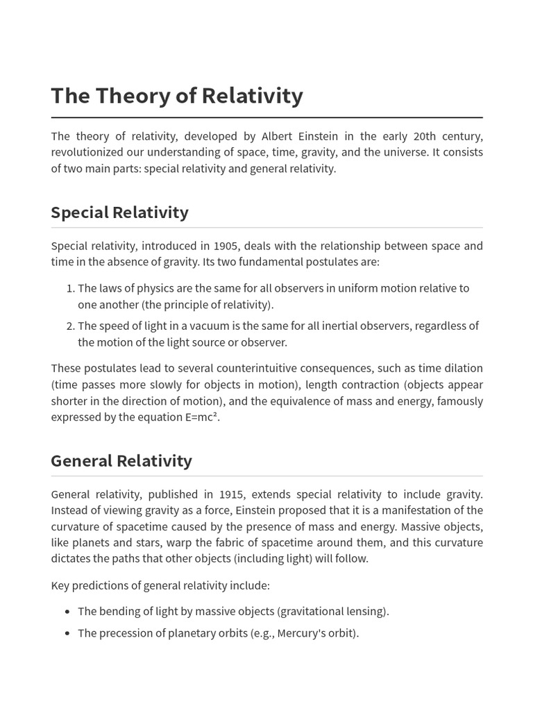 Understanding Einstein's Relativity Theory | PDF