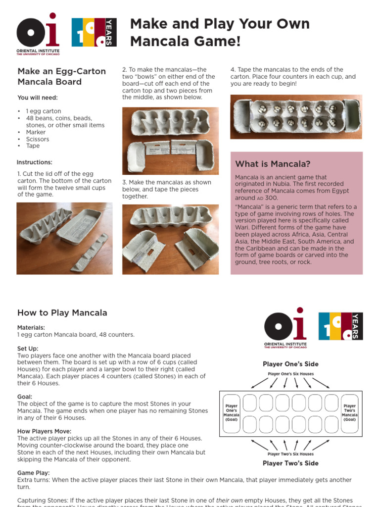 Mancala Activity Sheet | PDF | Competitive Games | Abstract Strategy Games