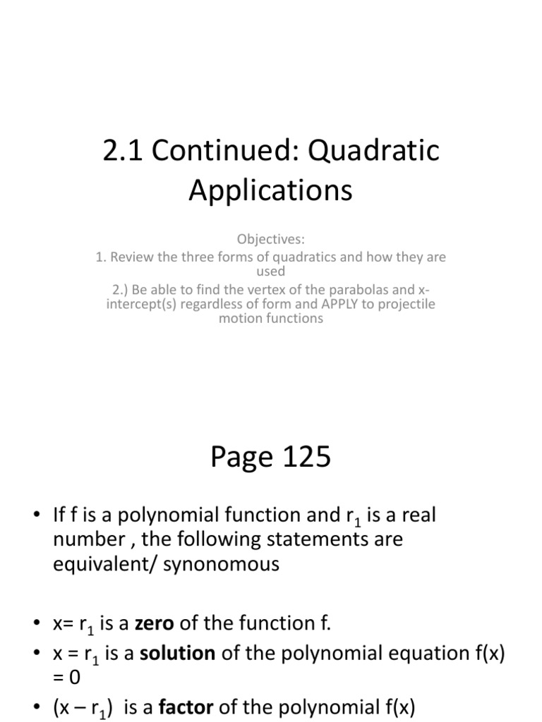 PreCalc Quad Applications | Download Free PDF | Quadratic Equation ...