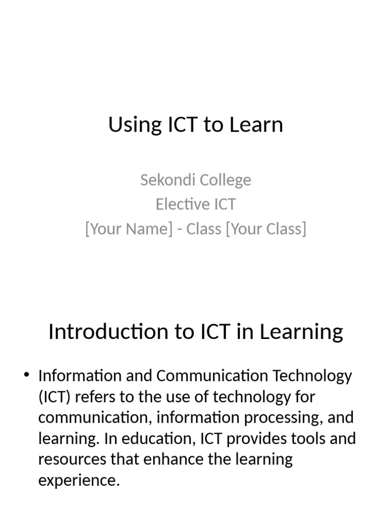 Using ICT To Learn Presentation 120503 | PDF | Educational Technology ...