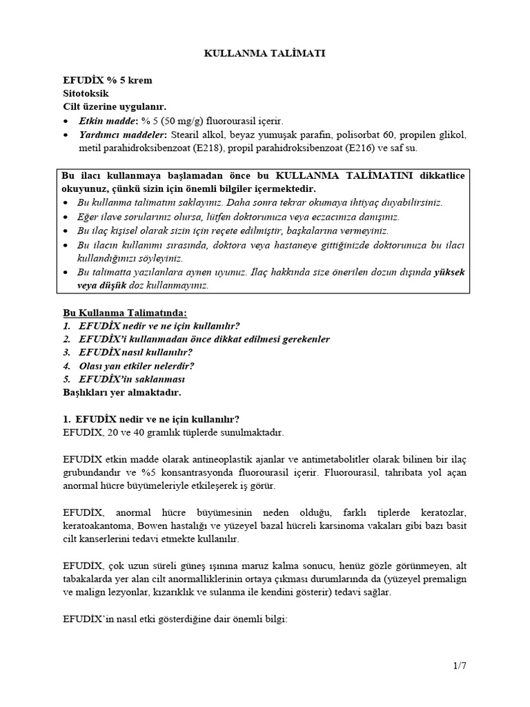 Efudix Yuzde 5 Krem KT | PDF