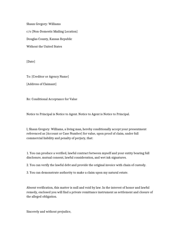 Conditional Acceptance Notice | PDF