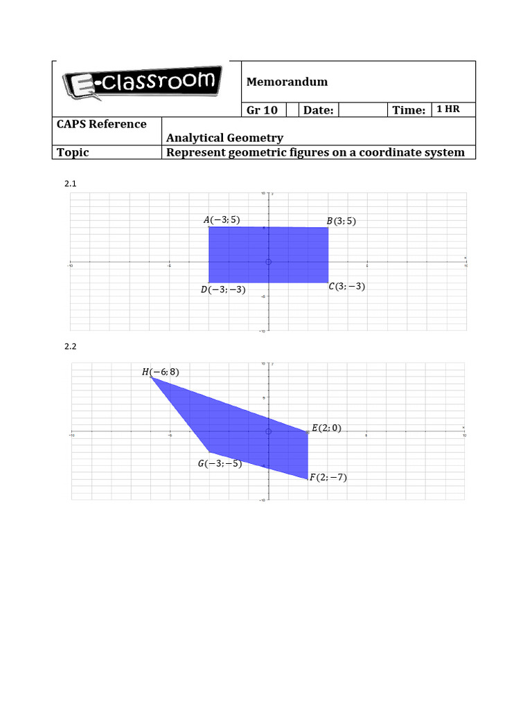Gr10t3 Analitycal Geometry Representing Geometric Figures On A ...