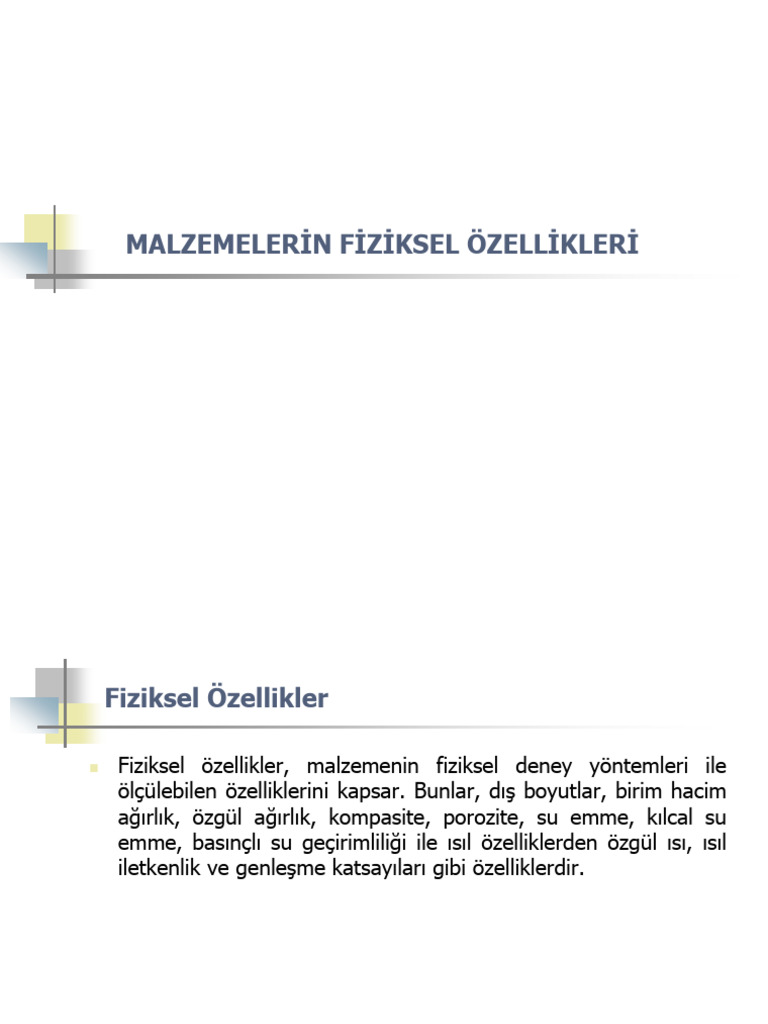 MALZEME BİLİMİ - Fiziksel Özellikler | PDF