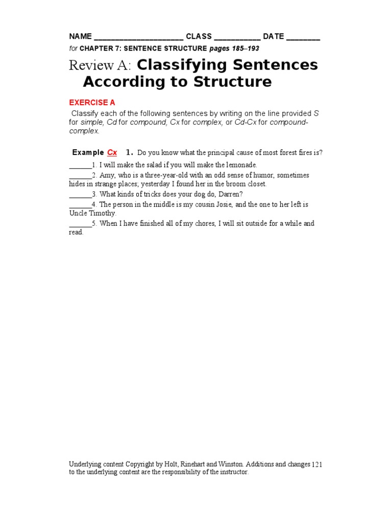 Classifying Sentence Structure | PDF | Language Arts & Discipline ...