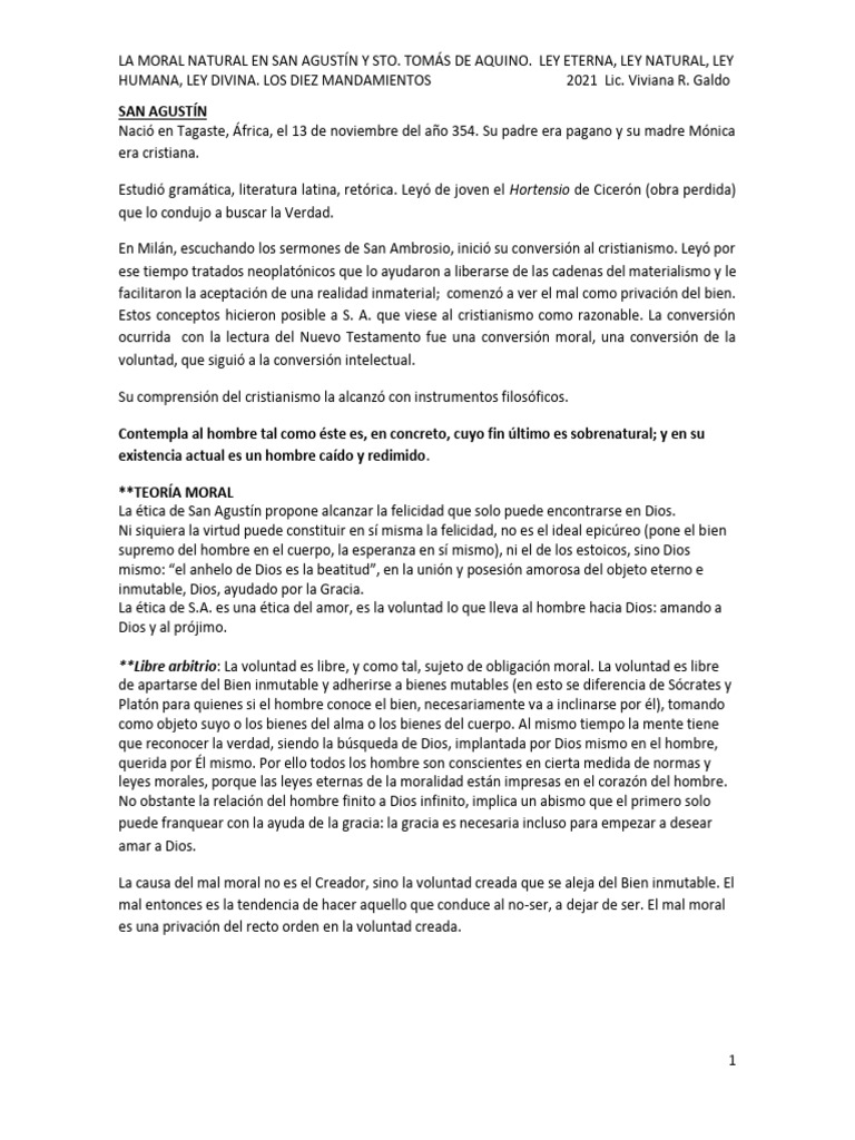 2 Unidad 5. La Ley Eterna - Natural - Positiva - Divina | PDF | Diez Mandamientos | Tomás de Aquino