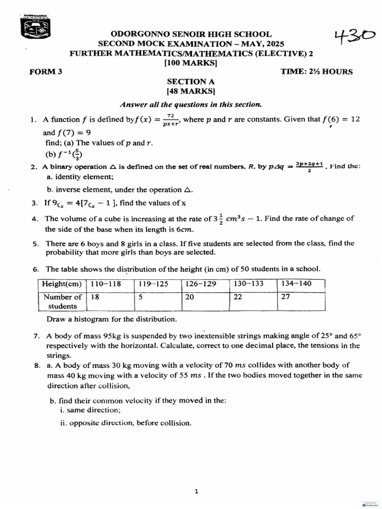 OSSA Mock 2 EMaths 2025 | PDF