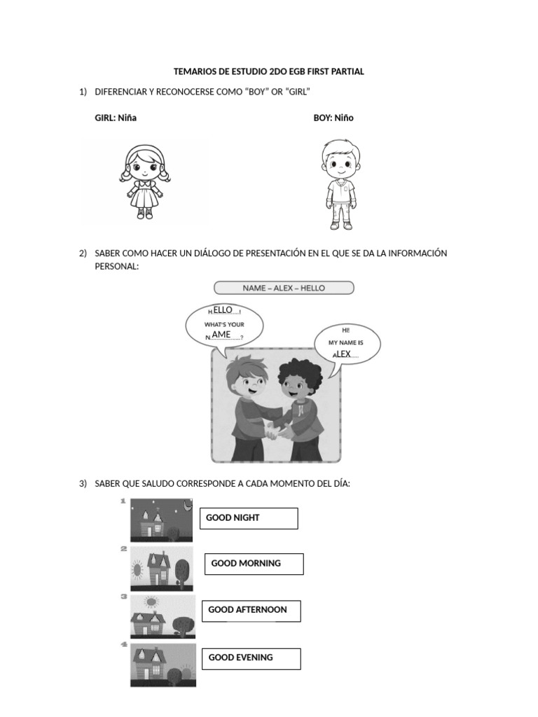 Temarios de Estudio 2do Egb First Partial | PDF