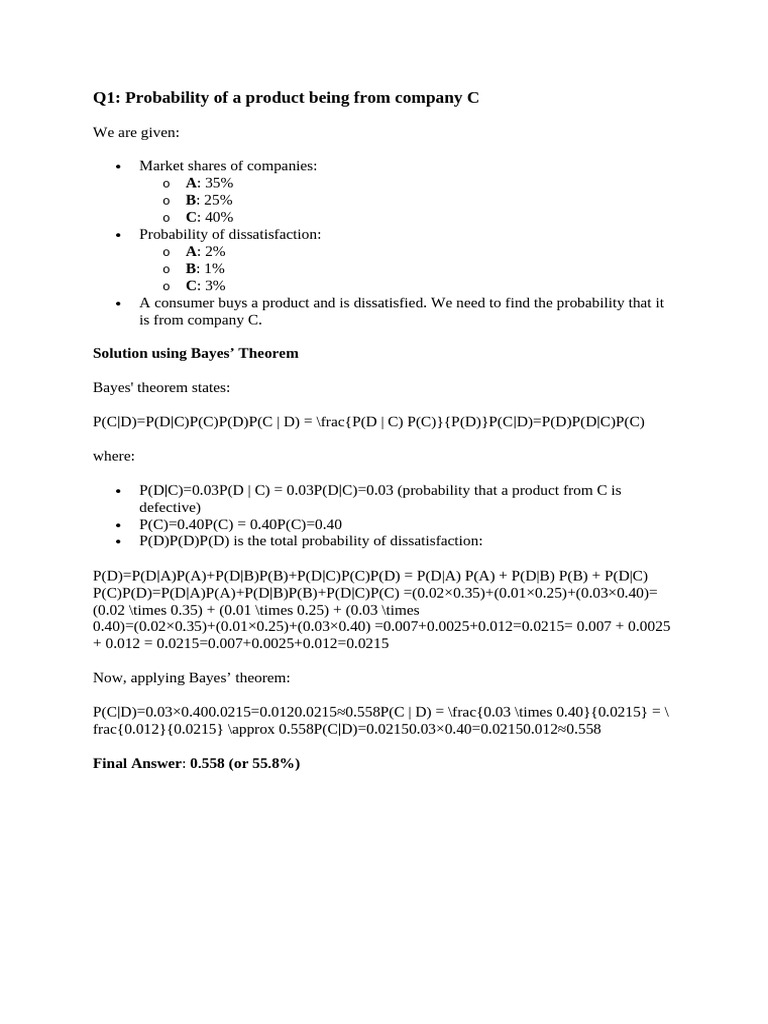 Q1: Probability of A Product Being From Company C | PDF