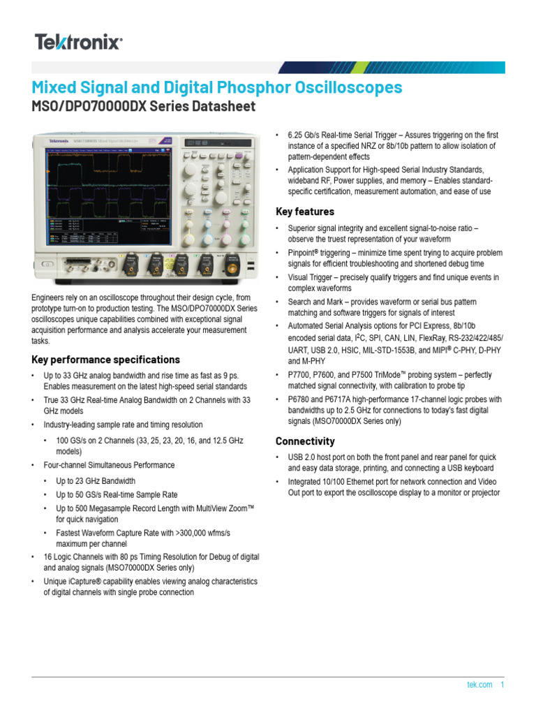 DPO DSA MSO70000 DataSheet - EN - 55W 23446 43 | PDF | Usb | Sampling ...