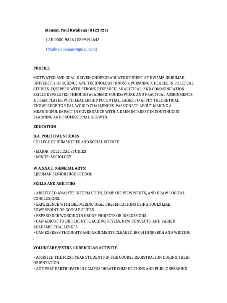 CV Mensah Paul Kwabena Complete | PDF