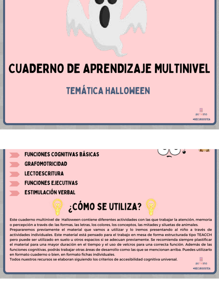 Cuaderno de Aprendizaje Multinivel Halloween Recursostea Auticmo ...